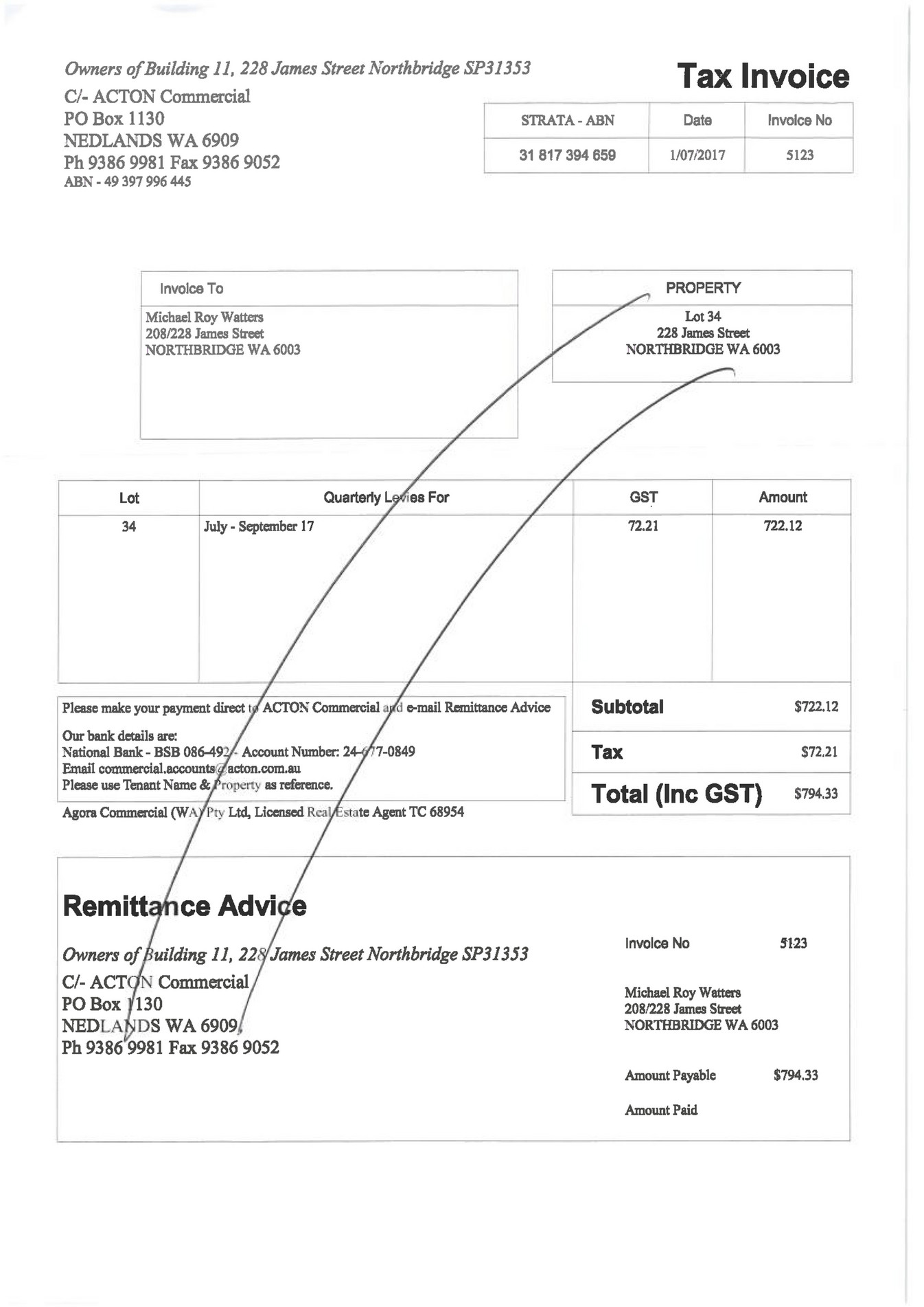 TeamIaconi - 228 James - Strata Levies Invoice - Page 1 - Created with ...