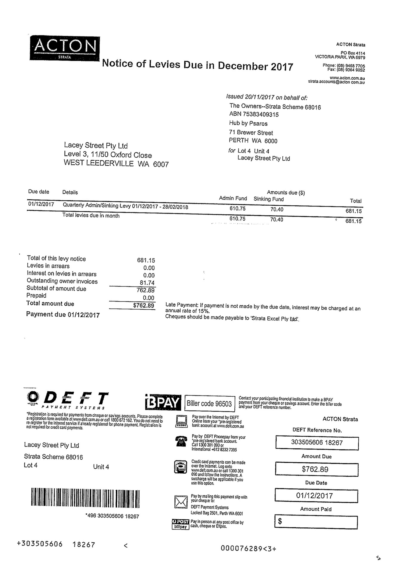 TeamIaconi - 4/71 Brewer - Levies Invoice - Page 1 - Created with ...