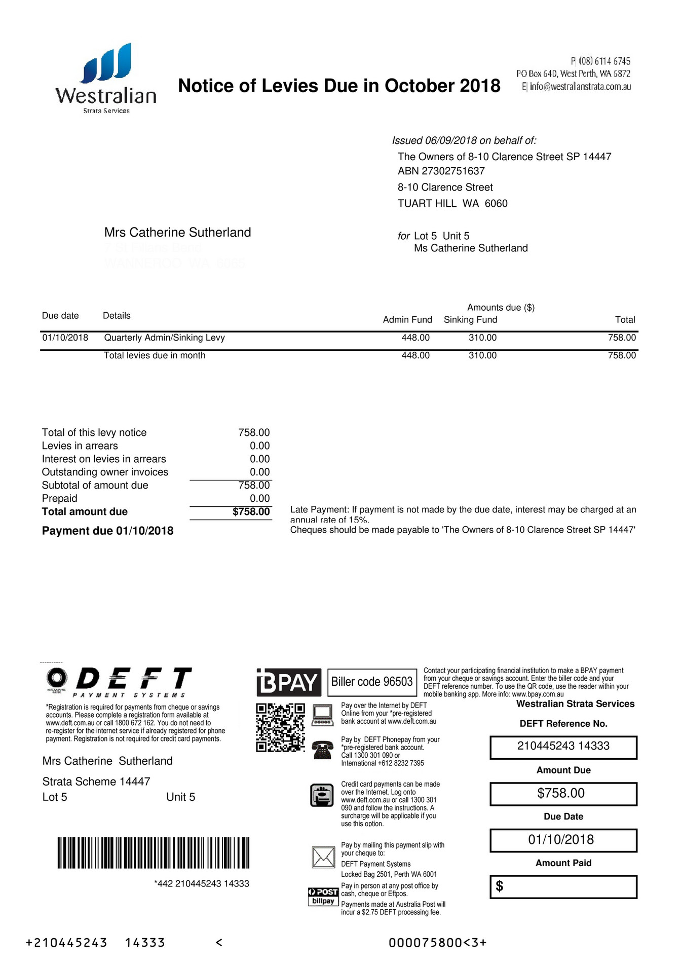 TeamIaconi - 5/10 Clarence - Strata Levies Invoice - Page 1 - Created ...
