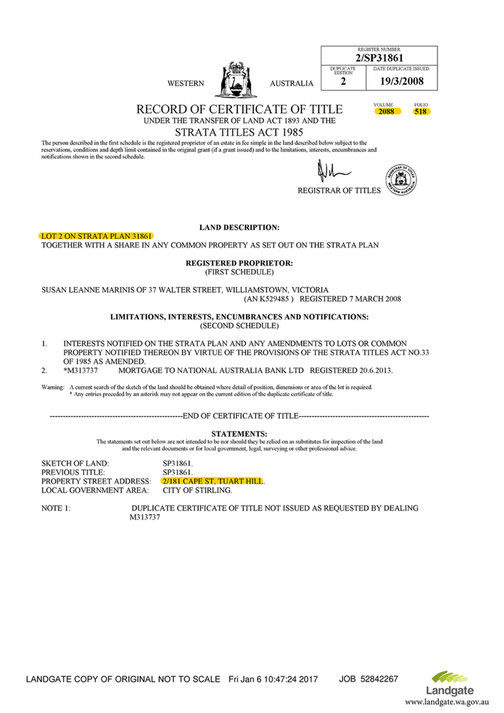TeamIaconi - 2/181 Cape - Certificate of Title - Page 1 - Created with ...