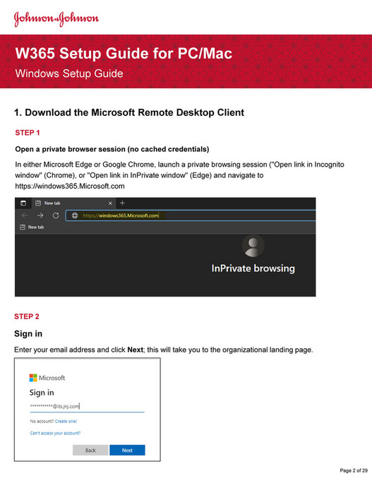 JNJ Appstore - W365 Cloud PC Setup Guide - Page 2 - Created with Publitas.com