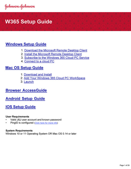 JNJ Appstore - W365 Cloud PC Setup Guide - Page 1 - Created with Publitas.com