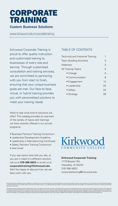 Kirkwood Community College - Kirkwood Corporate Training Topic Catalog - Page 2-3