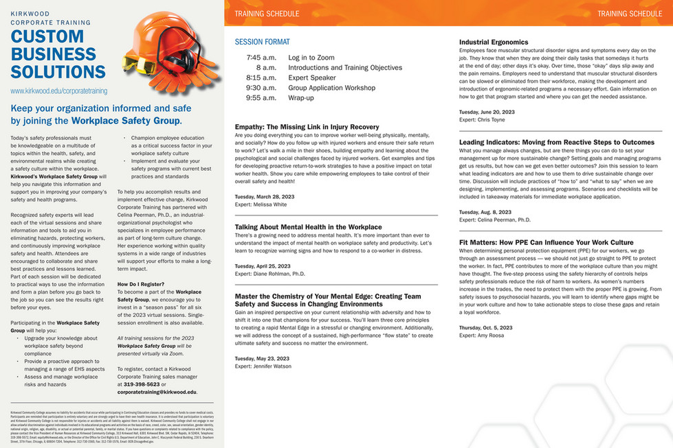 Kirkwood Community College - Corporate Training Workplace Safety Group ...