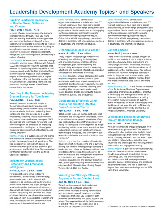 Kirkwood Community College - Corporate Training Leadership Development Academy 2025 Flyer - Page 2