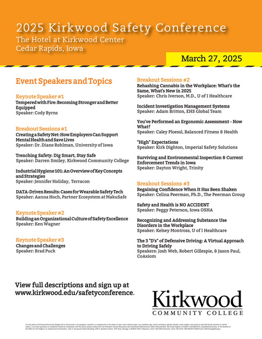 Kirkwood Community College - Kirkwood Safety Conference 2025 Topics ...