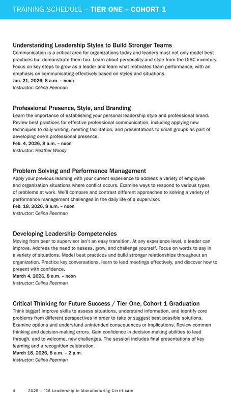 Kirkwood Community College - Corporate Training Leadership in Manufacturing 25-26 Brochure ...