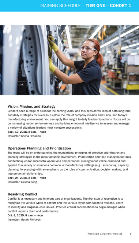 Kirkwood Community College - Corporate Training Leadership in Manufacturing 25-26 Brochure ...