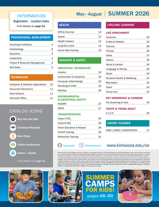 Kirkwood Community College - Kirkwood Continuing Education - Summer ...