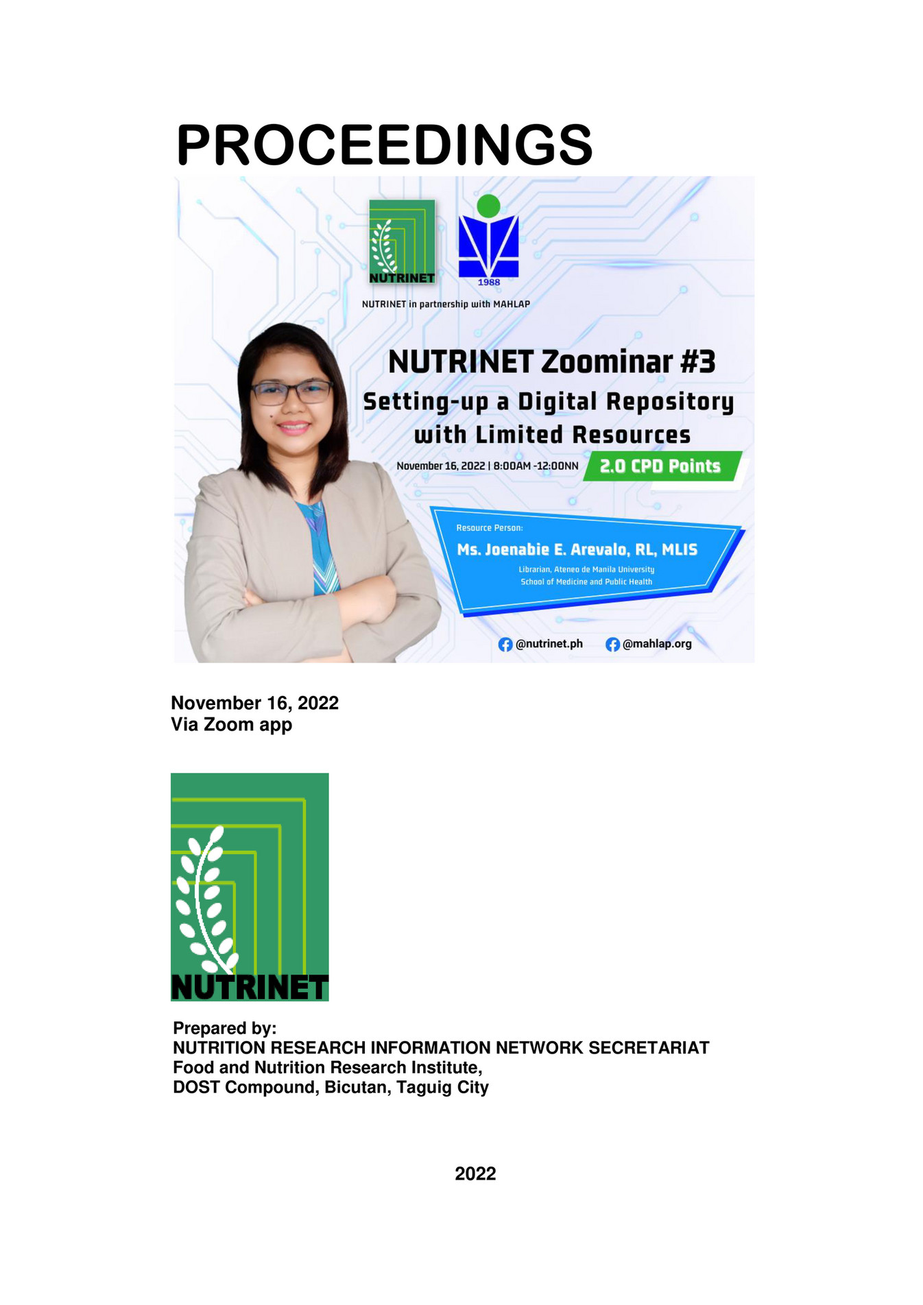 NUTRINET - PROCEEDINGS - NUTRINET-Zoominar-3-Setting-up a Digital ...