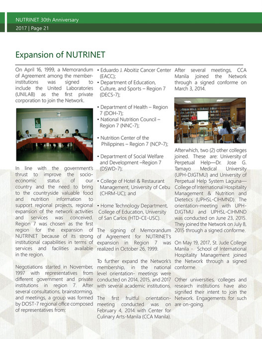 NUTRINET - NUTRINET 30th Anniversary Souvenir Program - Page 28-29 ...