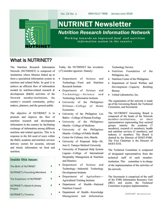 NUTRINET - 2016 VOL.23 NO.1 - Page 1 - Created with Publitas.com