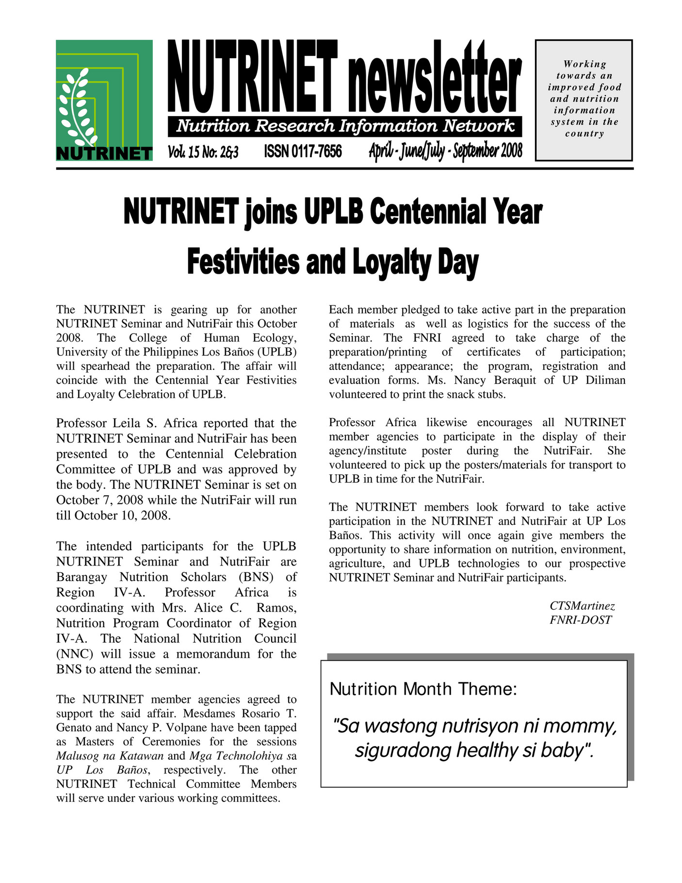 NUTRINET - 2008 VOL.15 NO.3 - Page 1 - Created with Publitas.com