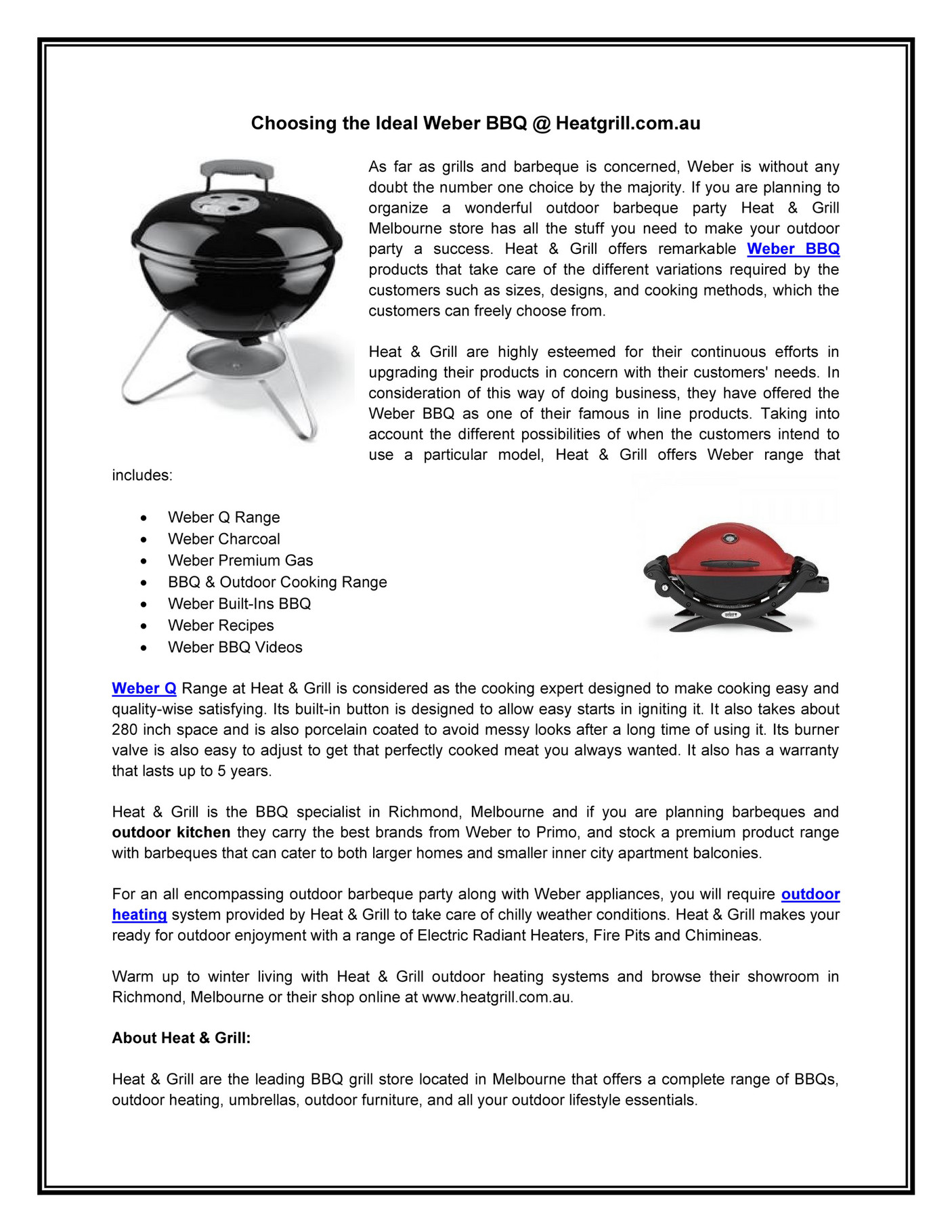 Heat & Grill - Choosing the Ideal Weber BBQ - Page 1 - Created with ...
