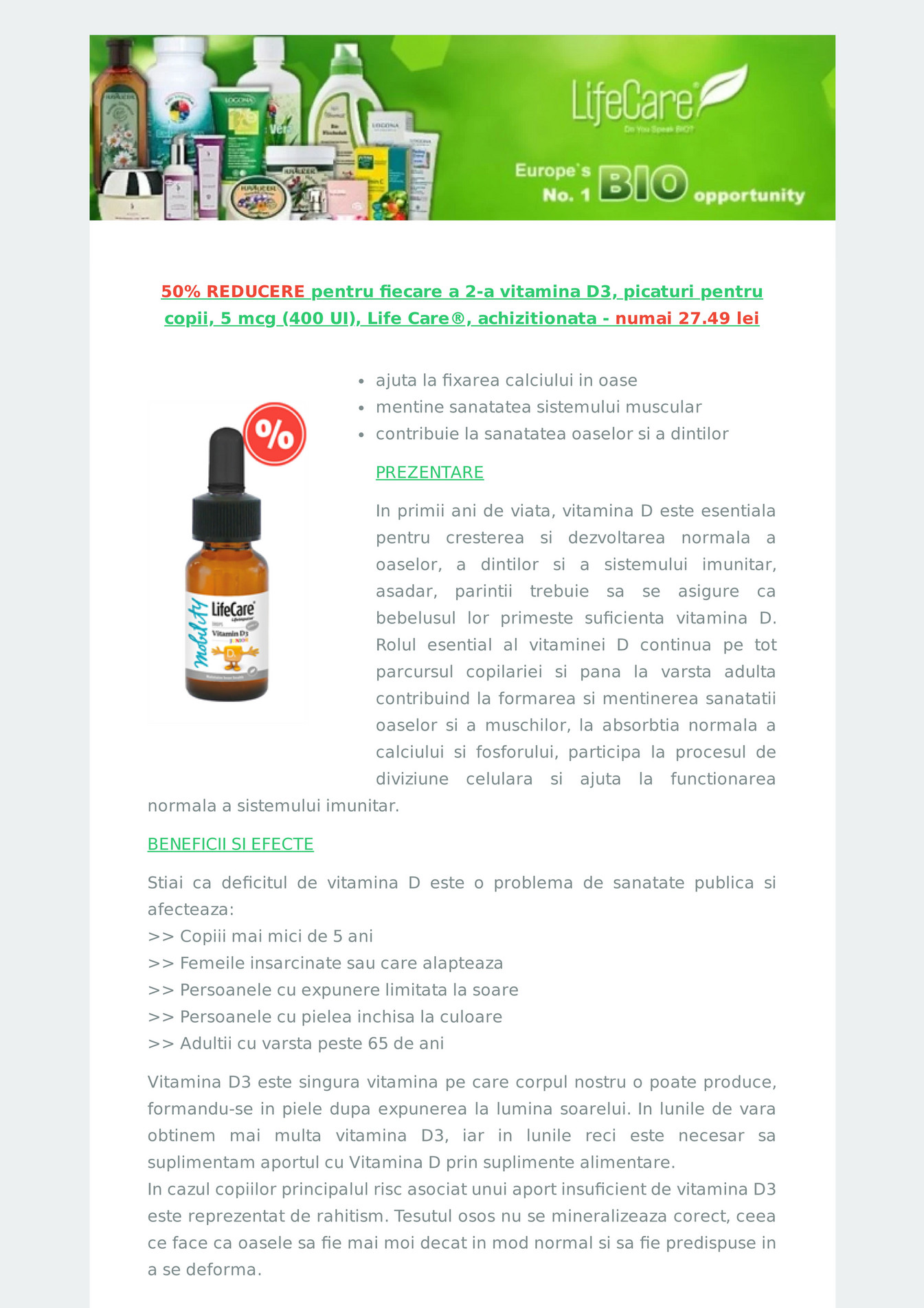 PFA STANISEL SORIN - Promotie vitamina D3, picaturi pentru copii, 5 mcg ...