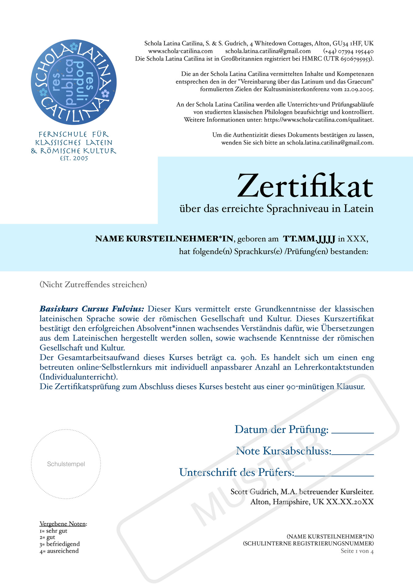 Schola Latina Catilina - Zertifikat Sprachkenntnisse Latein_Muster ... Schola Latina Catilina - Zertifikat Sprachkenntnisse Latein_Muster ...