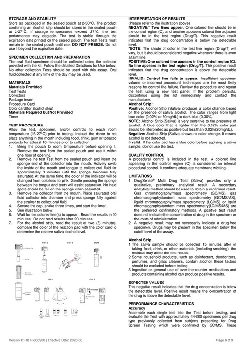Andatech - DrugSense DSO8 Plus Saliva Screen Test - Package Insert ...