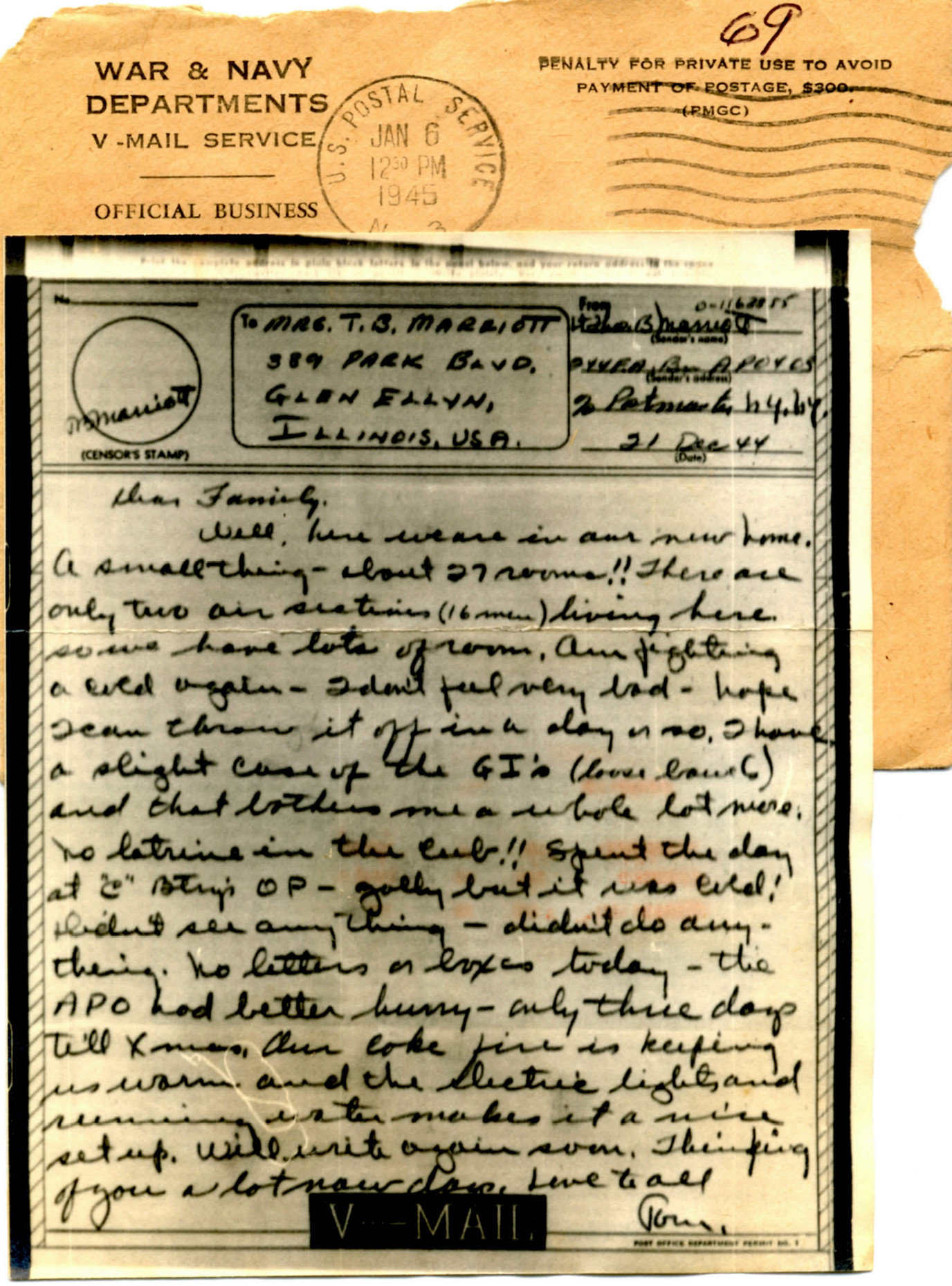244thfieldartillerybattalion.com - 21 December 1944 V-Mail Letter Home ...