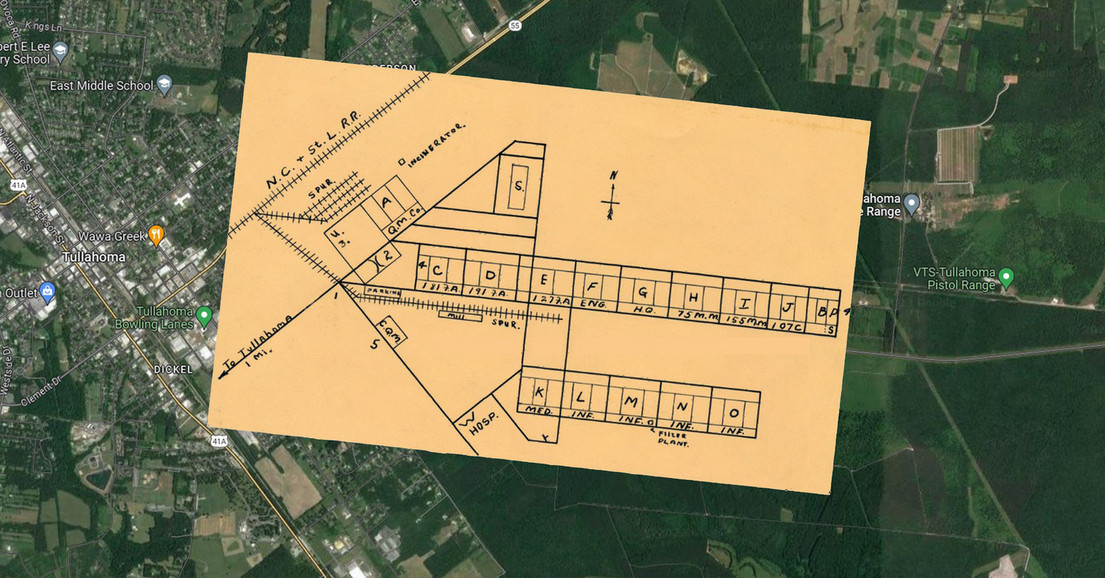 244thfieldartillerybattalion.com - Camp Forrest Map. Pvt. Marriott Hand ...