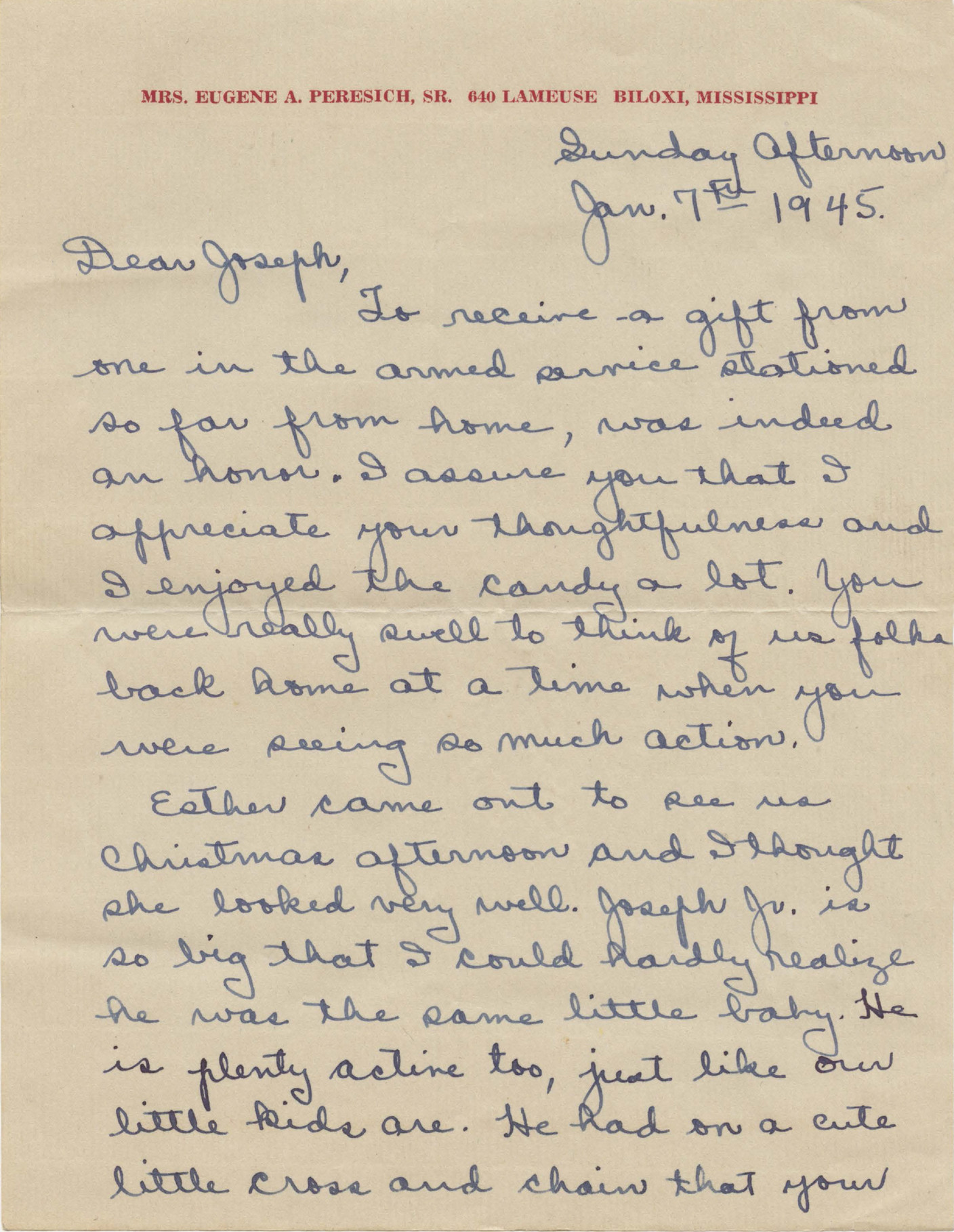 244thfieldartillerybattalion.com - 1-7-45, Aunt Althea Letter 1-7-1945 ...