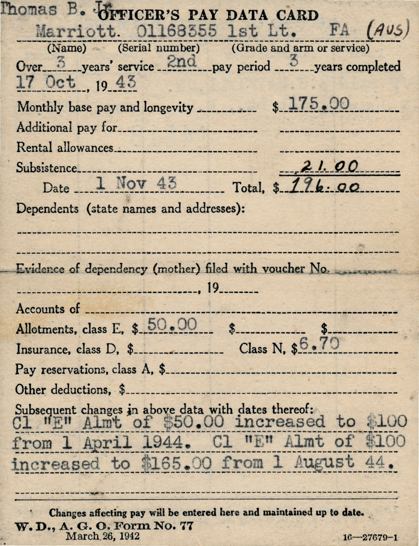 244thfieldartillerybattalion.com - 1943 October 17 - Officer's Pay Data ...