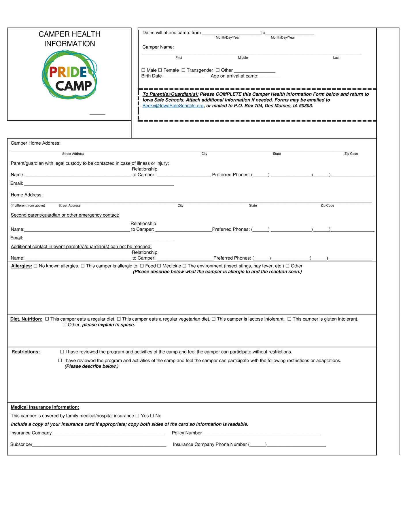 My publications - Camper Health Information Form - Page 1 - Created ...