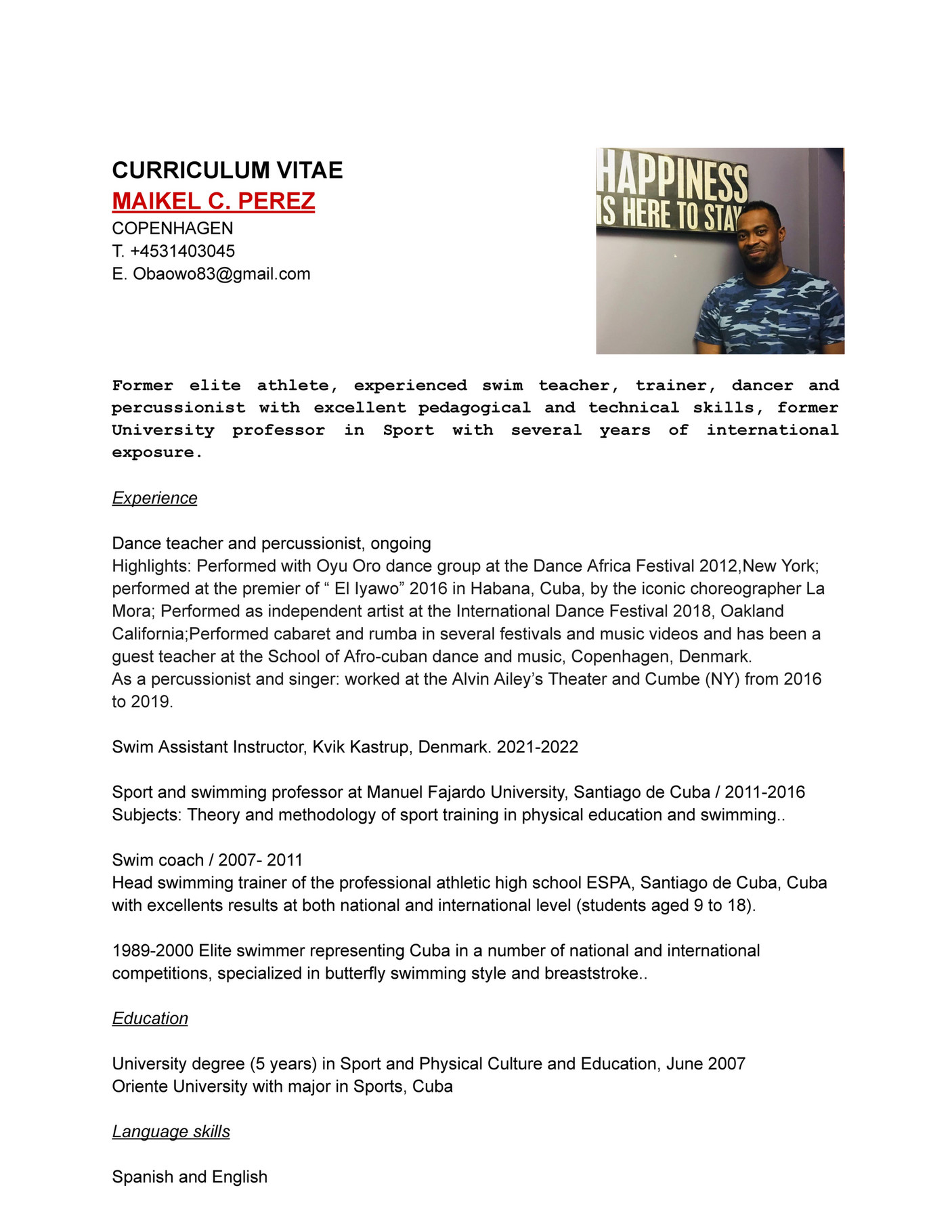 DancingMood - Maikel CV sport 2023 - Page 1 - Created with Publitas.com