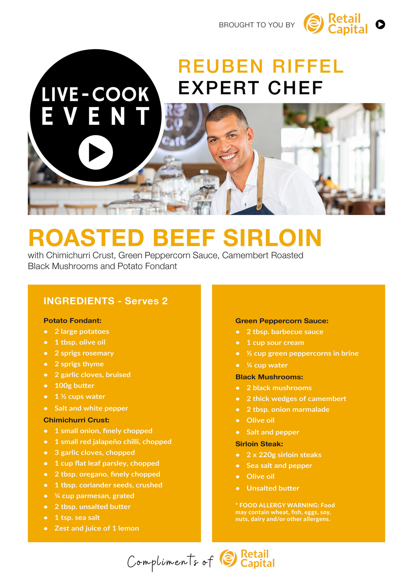 Film & Event Media - Retail Capital - Chef Reuben Riffel Recipe Card ...