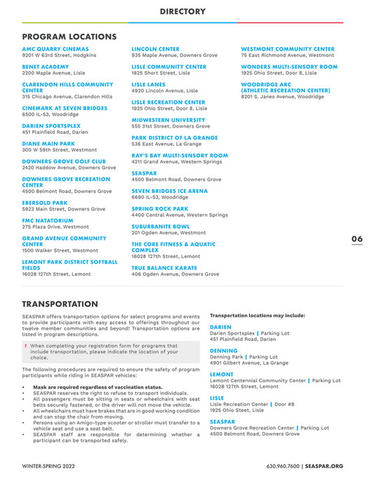 SEASPAR - SEASPAR Winter Spring 2022 Program Guide - Page 6-7 - Created with Publitas.com