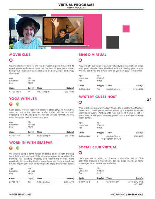 SEASPAR - SEASPAR Winter Spring 2022 Program Guide - Page 34-35 - Created with Publitas.com