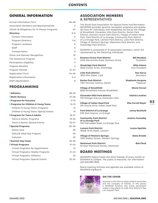 SEASPAR - SEASPAR SUMMER 2022 Program Guide - Page 2-3 - Created with Publitas.com