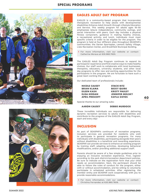 SEASPAR - SEASPAR SUMMER 2022 Program Guide - Page 40-41 - Created with Publitas.com