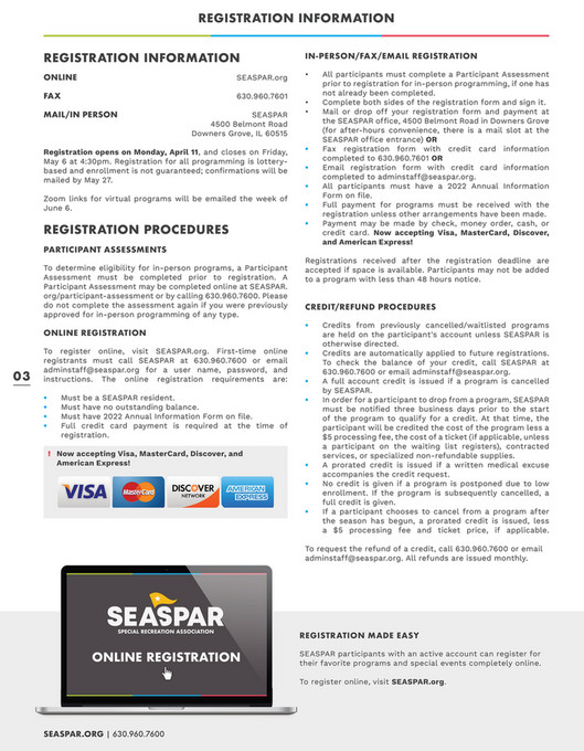 SEASPAR - SEASPAR SUMMER 2022 Program Guide - Page 4-5 - Created with Publitas.com