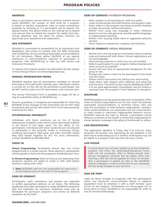 SEASPAR - SEASPAR SUMMER 2022 Program Guide - Page 42-43 - Created with Publitas.com