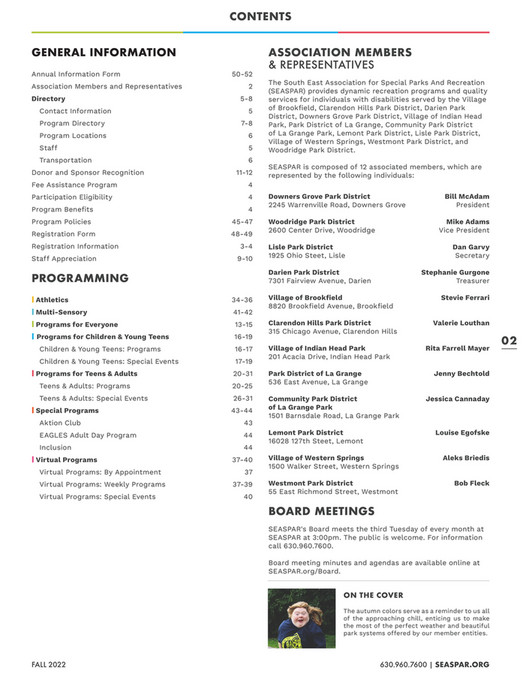 SEASPAR Fall 2022 Program Guide - Page 2-3 - Created with Publitas.com