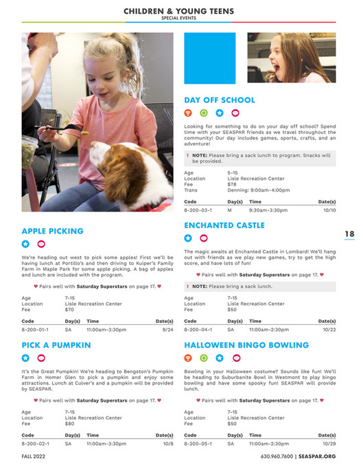 SEASPAR Fall 2022 Program Guide - Page 18-19 - Created with Publitas.com