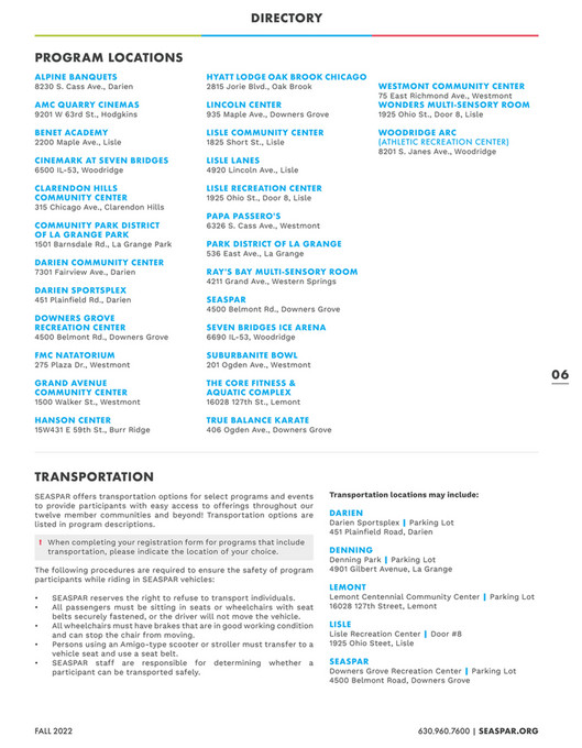 SEASPAR Fall 2022 Program Guide - Page 6-7 - Created with Publitas.com