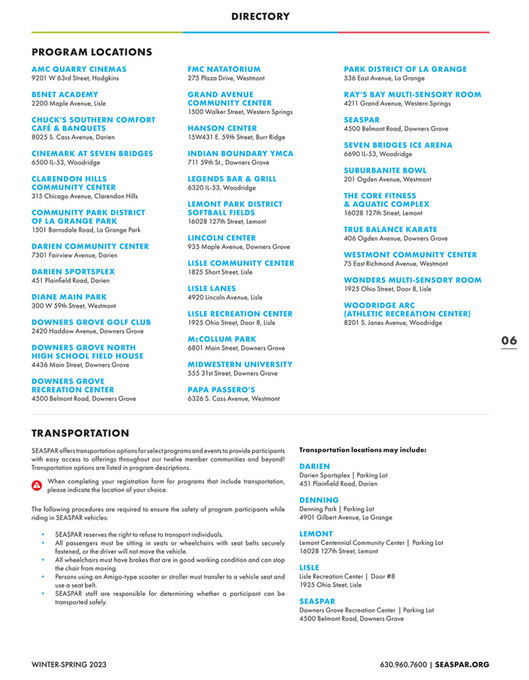 SEASPAR - Winter-Spring 2023 Program Guide - Page 6-7 - Created with Publitas.com