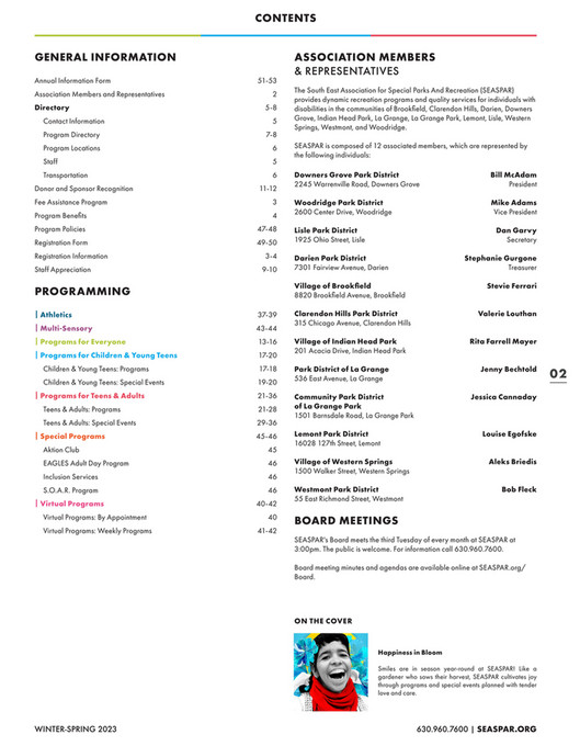 SEASPAR - Winter-Spring 2023 Program Guide - Page 2-3 - Created with Publitas.com