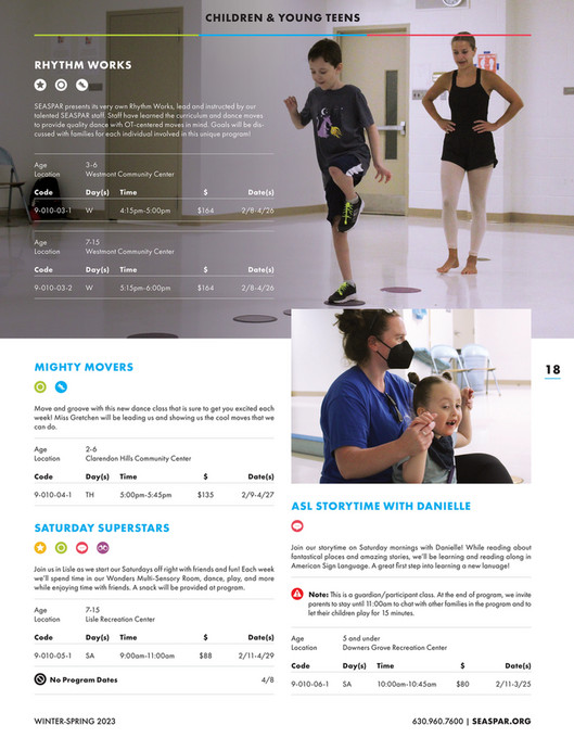 SEASPAR - Winter-Spring 2023 Program Guide - Page 18-19 - Created with ... SEASPAR - Winter-Spring 2023 Program Guide - Page 18-19 - Created with ...