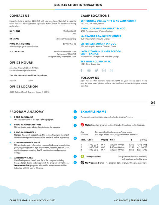 SEASPAR - SEASPAR Summer Day Camp Guide Summer 2023 - Page 4-5 - Created with Publitas.com