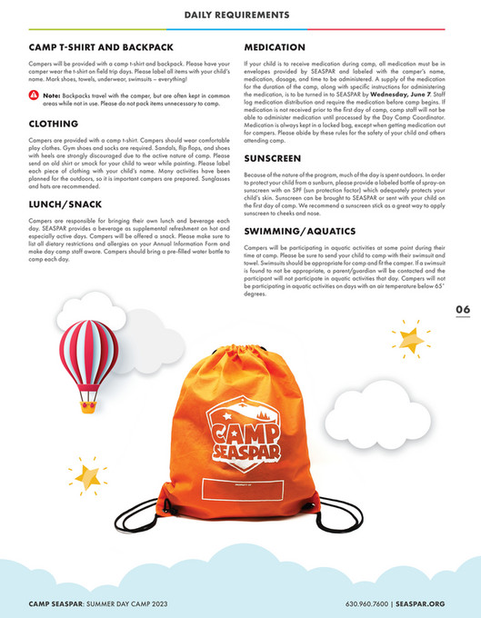 SEASPAR - SEASPAR Summer Day Camp Guide Summer 2023 - Page 6-7 - Created with Publitas.com