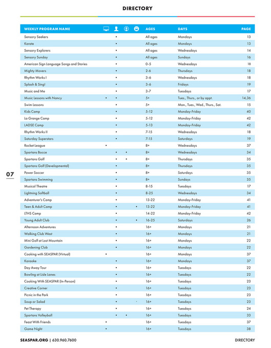 SEASPAR - SEASPAR 2023 Summer Program Guide - Page 8-9 - Created with Publitas.com