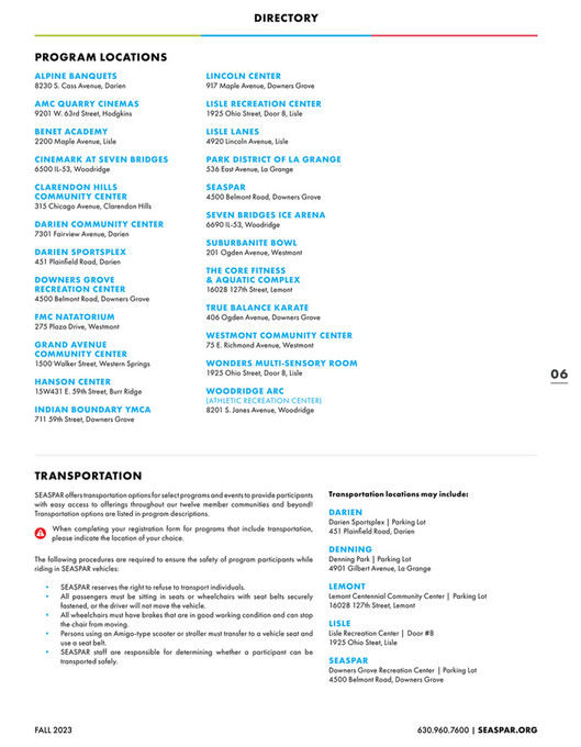 SEASPAR 2023 Fall Program Guide - Page 6-7 - Created with Publitas.com
