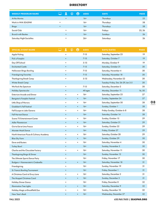 SEASPAR 2023 Fall Program Guide - Page 8-9 - Created with Publitas.com