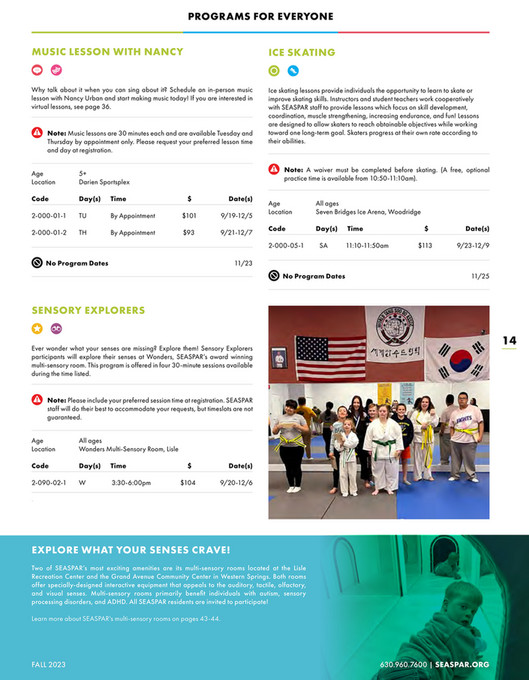 SEASPAR 2023 Fall Program Guide - Page 14-15 - Created with Publitas.com