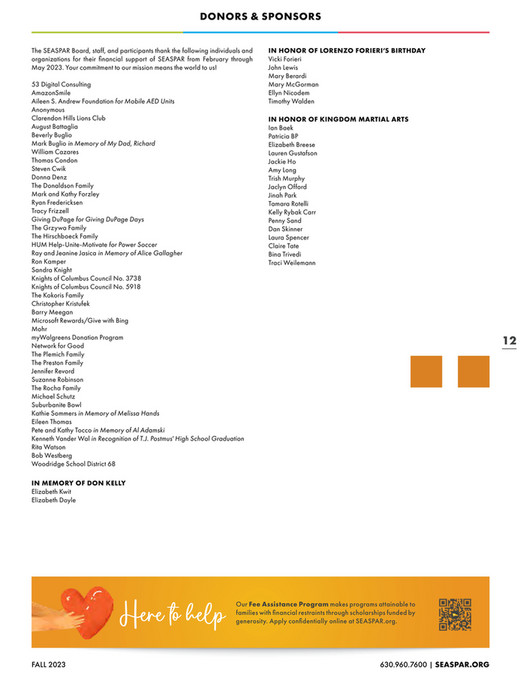 SEASPAR 2023 Fall Program Guide - Page 12-13 - Created with Publitas.com