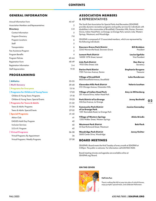 SEASPAR 2023 Fall Program Guide - Page 2-3 - Created with Publitas.com
