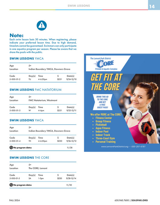 SEASPAR - SEASPAR 2024 Fall Program Guide - Page 14-15 - Created with ... SEASPAR - SEASPAR 2024 Fall Program Guide - Page 14-15 - Created with ...