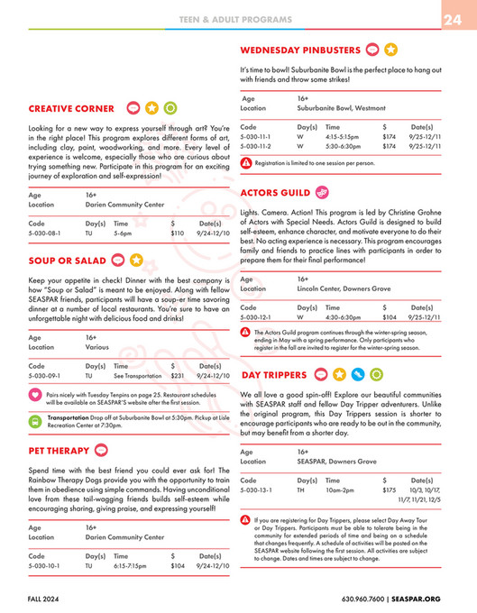 SEASPAR - SEASPAR 2024 Fall Program Guide - Page 24-25 - Created with Publitas.com